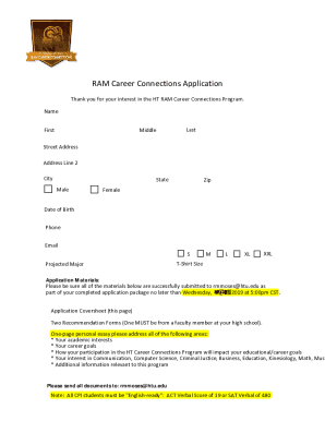 Fillable Online RAM Career Connections Application Fax Email Print ...