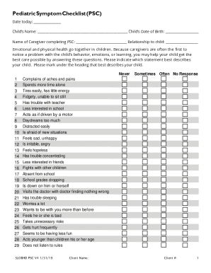 Fillable Online Pediatric Symptom Checklist (PSC-35). Pediatric Symptom ...