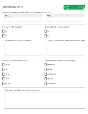 Fillable Online WEBSITE FEEDBACK FORM - Smartsheet Fax Email Print ...