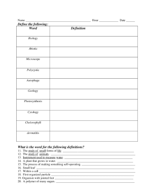 Fillable Online AP Biology Root Words Worksheet 2 .docx - Name Fax ...