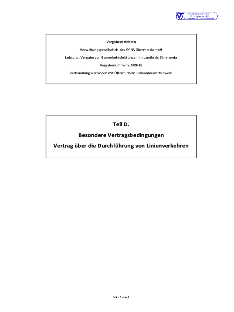Ausfüllbar Online Teil D. Besondere Vertragsbedingungen Vertrag ber die ... Fax Email Drucken ...