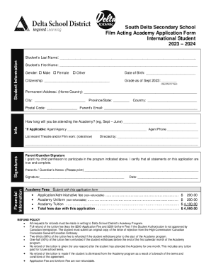 Fillable Online South Delta Secondary School Film Acting Academy ...