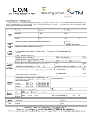 Fillable Online Mtm Level Of Need Form - Fill Online, Printable ...