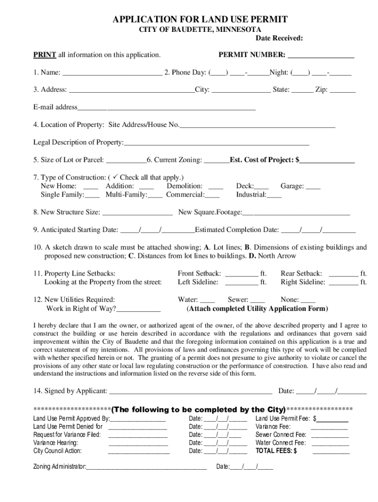 Fillable Online City Forms - Baudette, MN Fax Email Print - pdfFiller