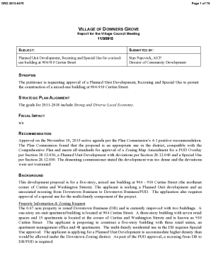 Fillable Online Planned Unit Development, Rezoning and Special Use for a mixeduse building at ...