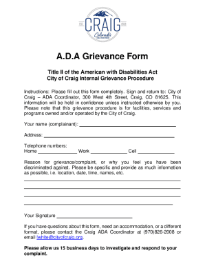 Fillable Online A.D.A Grievance Form Fax Email Print - pdfFiller