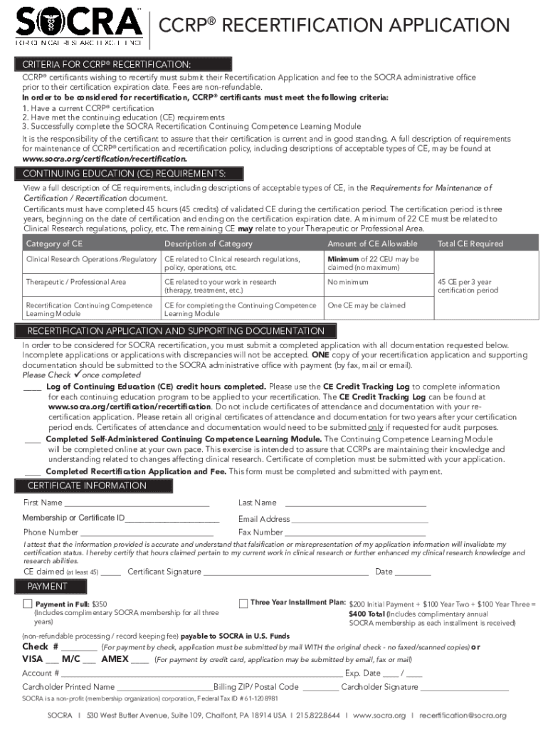 Fillable Online CCRP Reinstatement Application Fax Email Print - pdfFiller