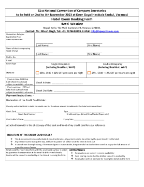 Fillable Online Hotel Room Booking Form Hotel Westinn Fax Email Print ...
