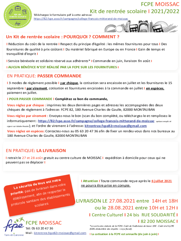 Remplissable En Ligne Des kits fournitures scolaires pour une rentre moins ... Fax Email ...