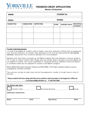 Fillable Online TRANSFER CREDIT APPLICATION: Fax Email Print - pdfFiller