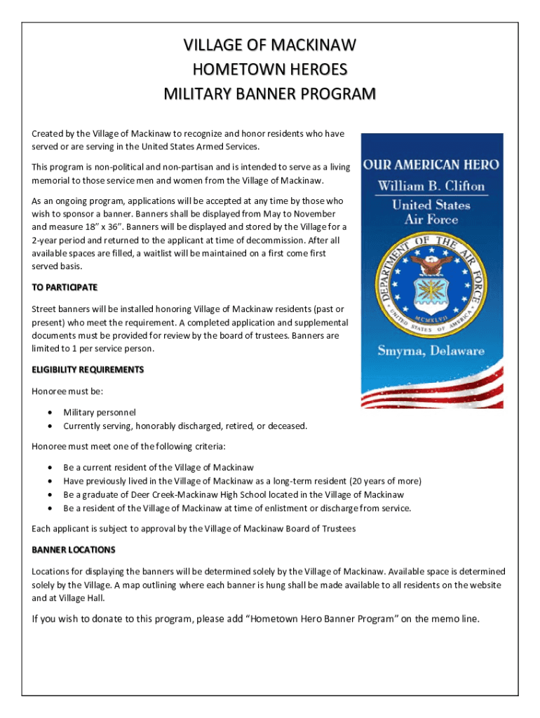 Fillable Online Coming soon to Mackinaw: the Hometown Heroes Banner ...