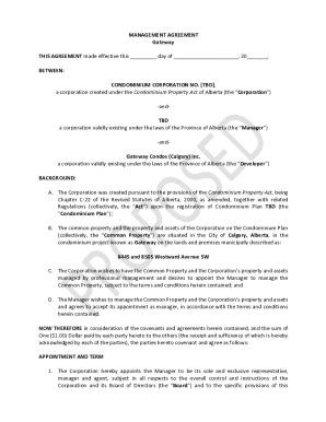 Fillable Online Sample Condo Management Agreement.docx Fax Email Print ...