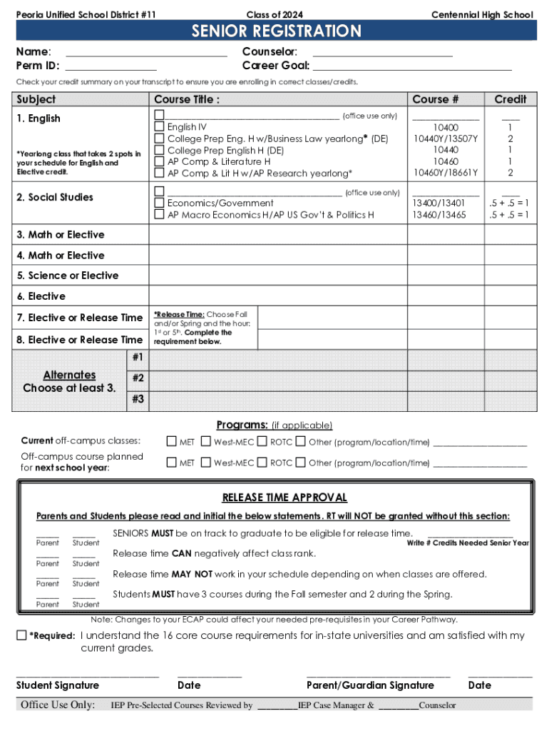 Fillable Online SENIOR REGISTRATION Fax Email Print - pdfFiller