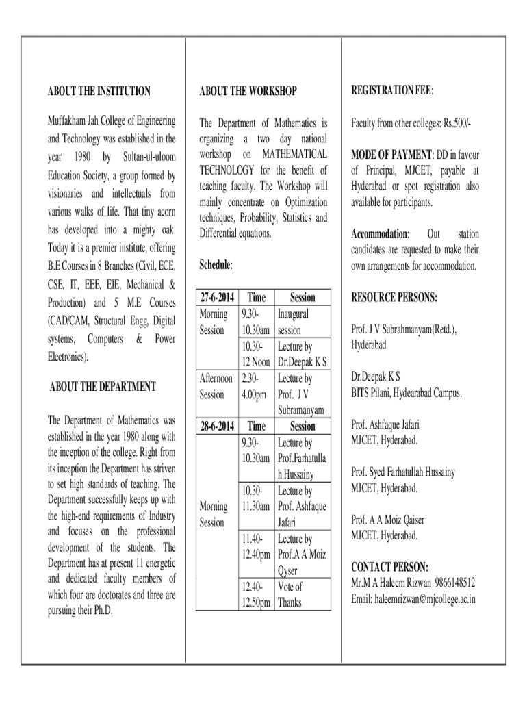 Fillable Online mjcollege ac ABOUT THE INSTITUTION Muffakham Jah ...