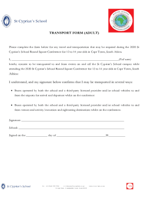 Fillable Online TRANSPORT FORM (ADULT) Africa Fax Email Print - pdfFiller
