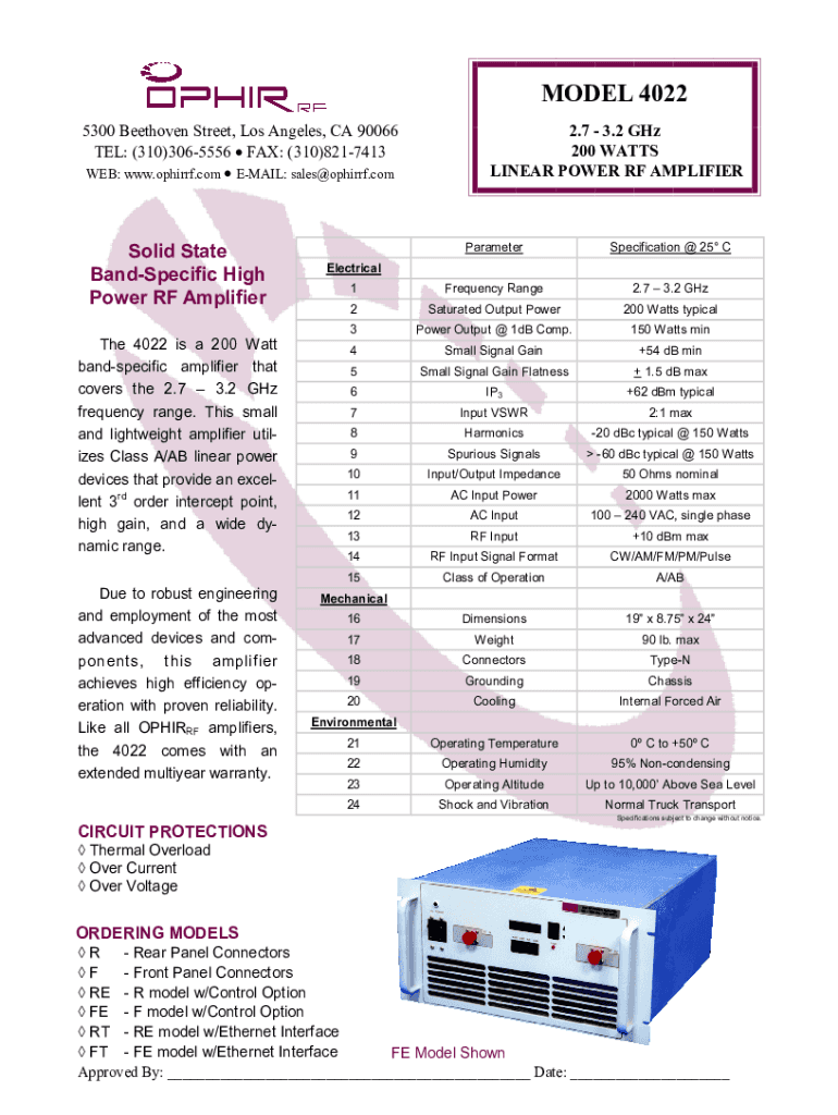 Fillable Online Amplifier Systems Band Specific Fax Email Print - pdfFiller