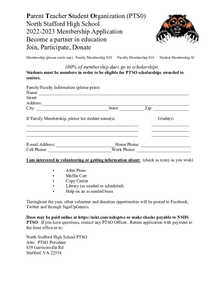 Fillable Online Parent Teacher Student Organization (PTS0) Fax Email ...