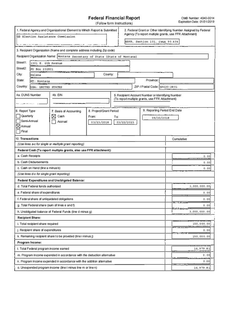 Fillable Online EAC HAVA Federal Financial Reports (FFRs) Guidance Fax ...