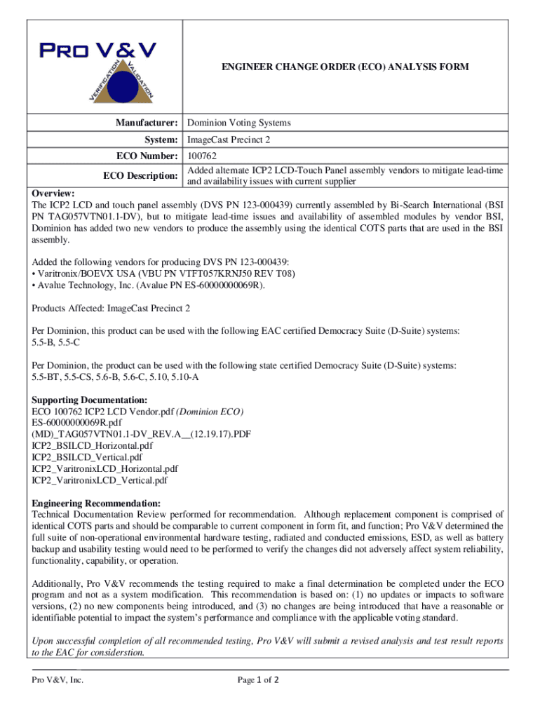 Fillable Online Dominion Voting Systems System: ImageCast Precinct 2 ...