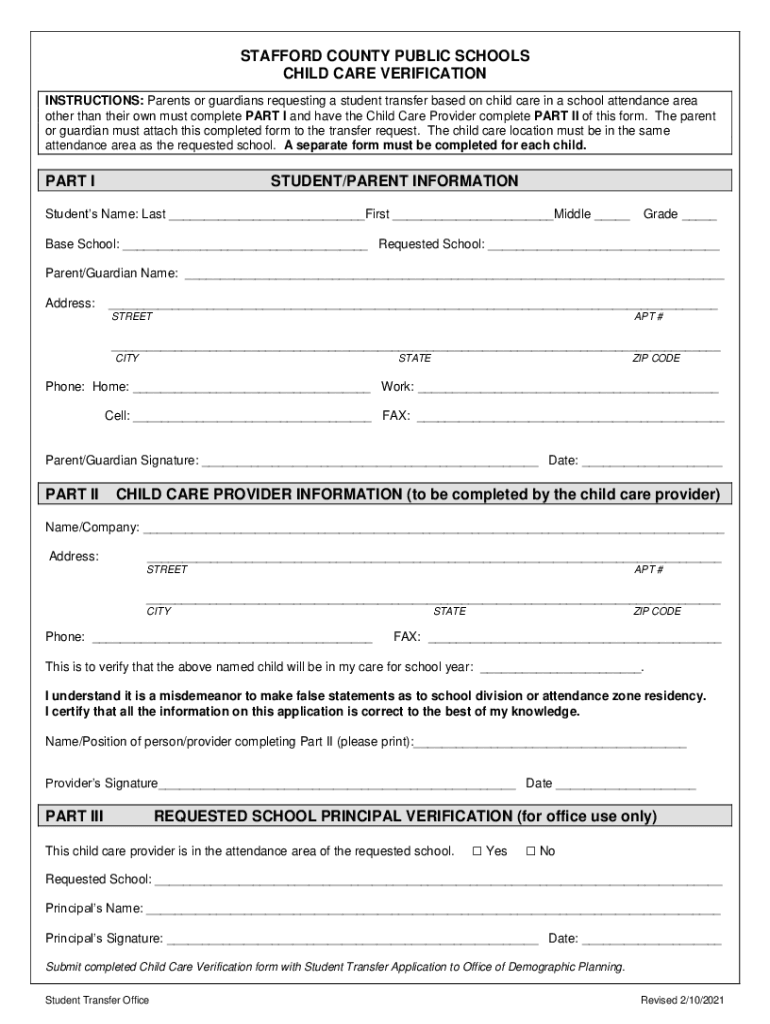 Fillable Online Child Care Verification Form Fax Email Print - pdfFiller