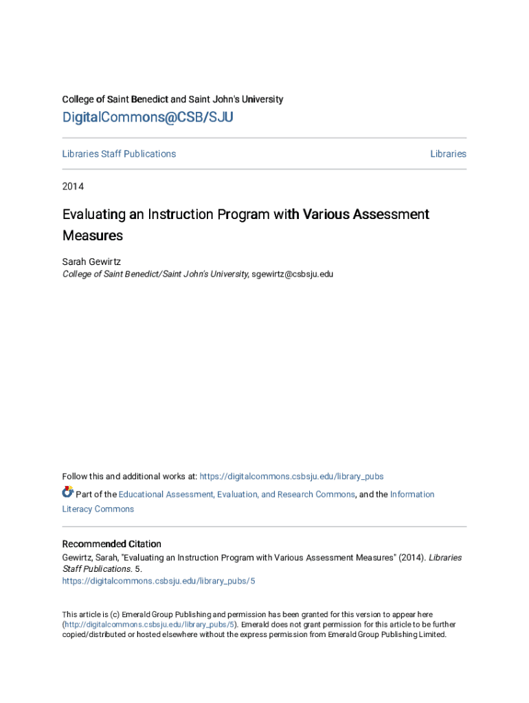 Fillable Online Evaluating an Instruction Program with Various Assessment Measures Fax Email ...