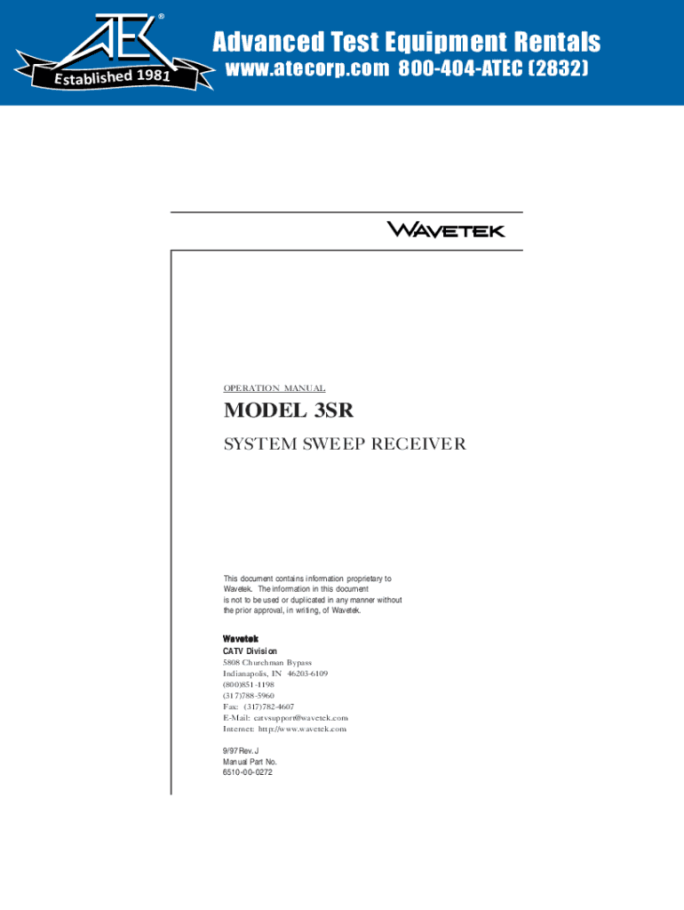 Fillable Online Wavetek CLI-1450 Combination Signal Level/Leakage Meter ...