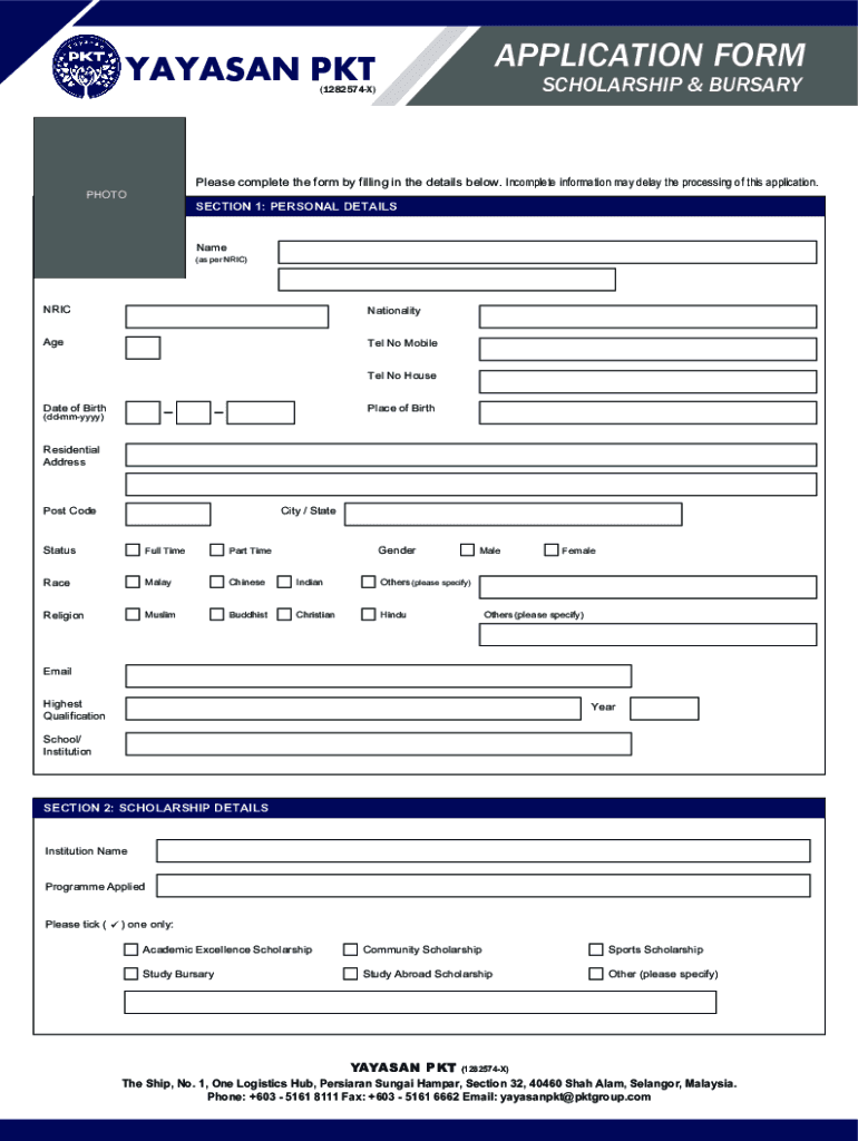 Fillable Online YAYASAN PKT Application Form Fax Email Print - pdfFiller