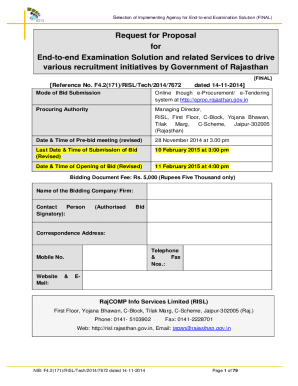 Fillable Online risl rajasthan gov Request for Proposal for End-to-end ...