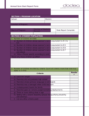 Annual Sure Start Report - content dodea Doc Template | pdfFiller