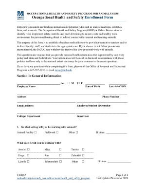 Fillable Online Occupational Health and Safety Enrollment Form Fax ...