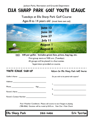 Fillable Online ELLA SHARP PARK GOLF YOUTH LEAGUE Fax Email Print ...