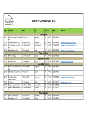 Fillable Online Contractors Registration Form, Rules and List of ...