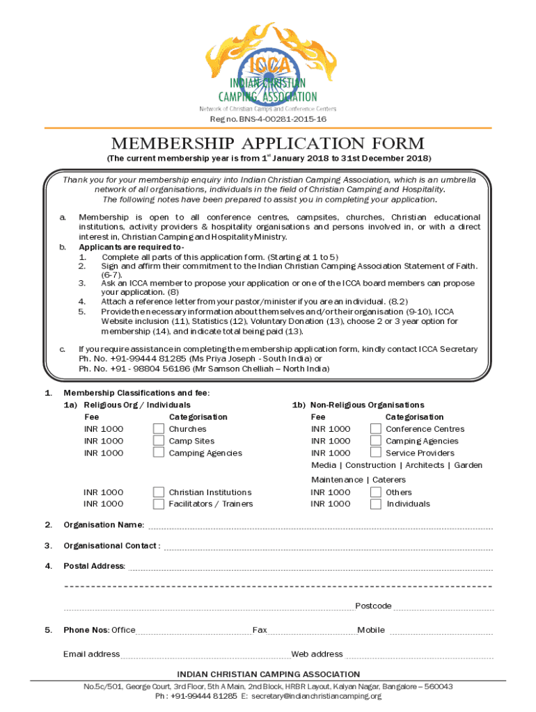Fillable Online ICCA Application form revised 4 Fax Email Print - pdfFiller