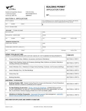 Fillable Online building permit - application form bp - City of ...