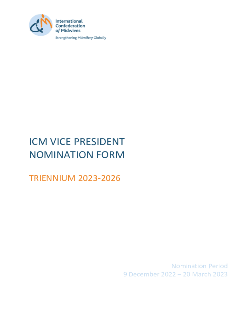 Fillable Online ICM VICE PRESIDENT NOMINATION FORM Fax Email Print - pdfFiller