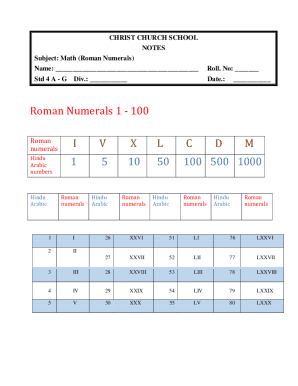 Fillable Online Grade 4 Roman Numerals Worksheets - free & printable ...