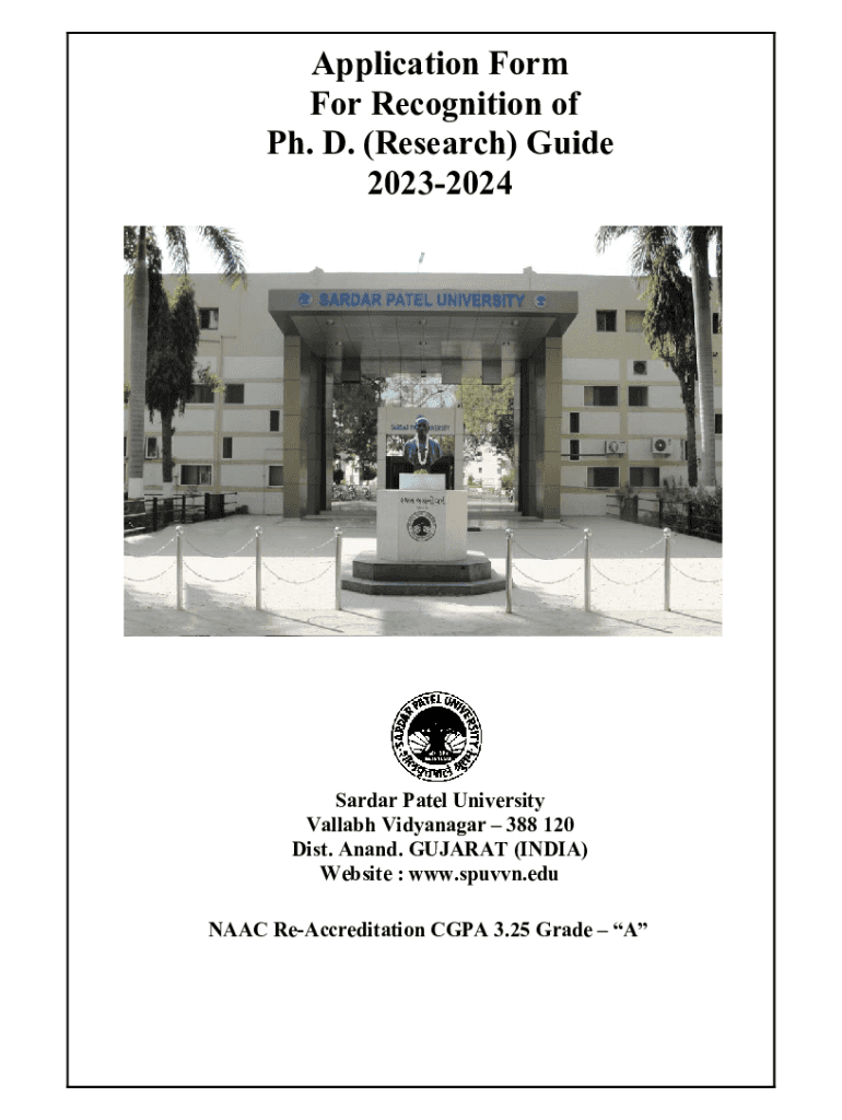 Fillable Online PH.D. GUIDE APPLICATION FORM FOR RECOGNITION Fax Email ...