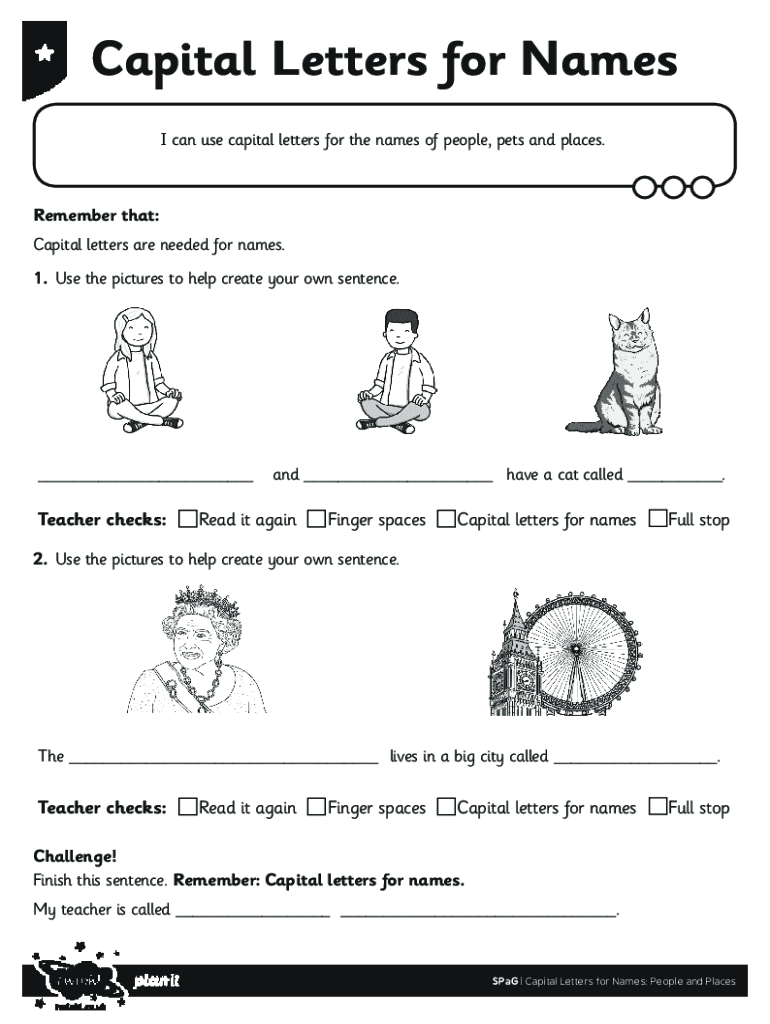 Fillable Online Review Activity Capital Letters for Names of Places Fax ...