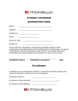 student election judge application/nomination Doc Template | pdfFiller