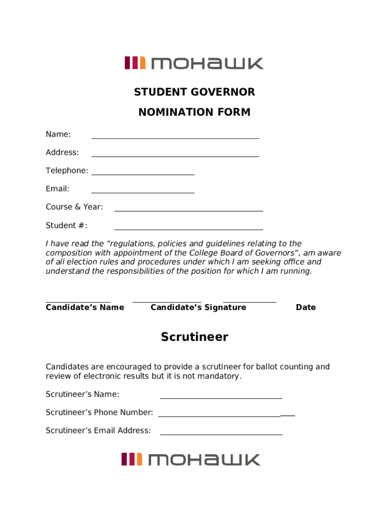 student election judge application/nomination Doc Template | pdfFiller