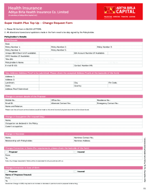 Fillable Online AB CHANGE REQUEST FORM Fax Email Print - pdfFiller