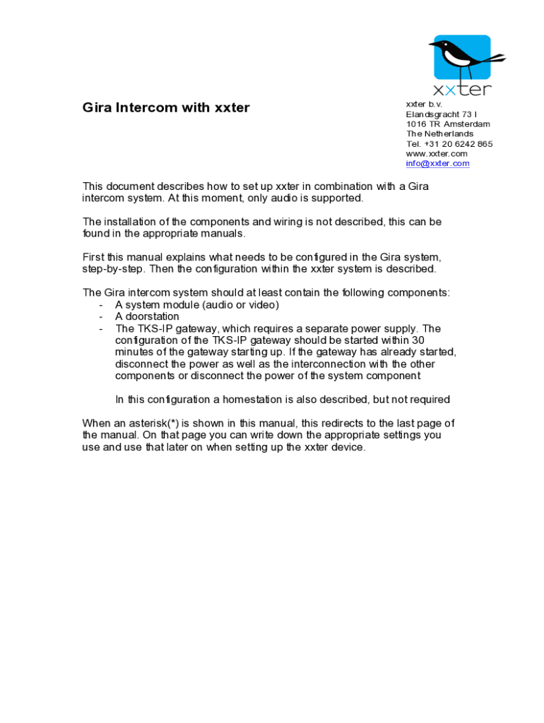 Fillable Online EN - Gira intercom with xxter Fax Email Print - pdfFiller