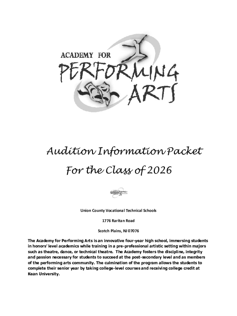 Fillable Online Audition Information for the Class of 2026 DRAFT ...