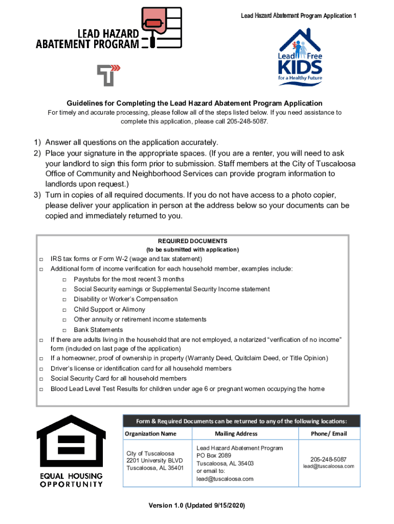Fillable Online Lead Hazard Abatement Program Application 1 Fax Email ...