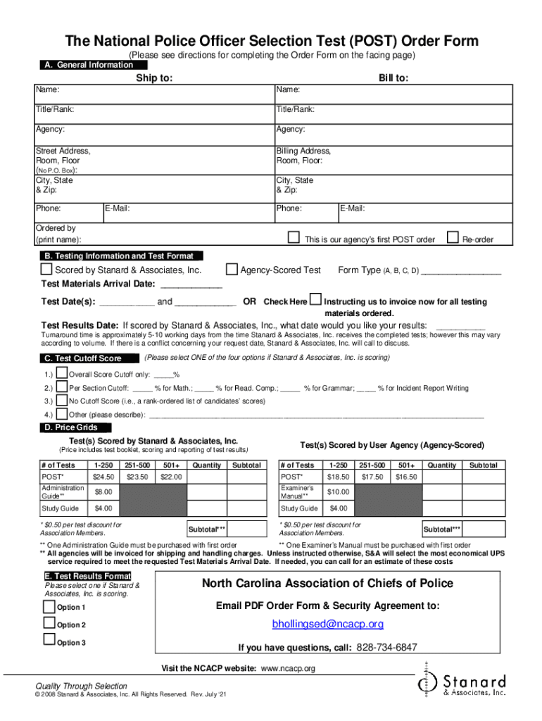 Fillable Online Police Officer Selection Test - Study Guide Fax Email ...