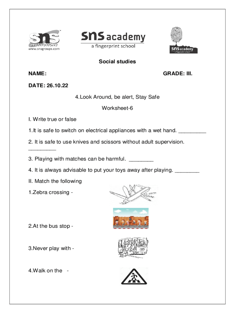 Fillable Online 26.10.22 4.Look Around, be alert, Stay Safe Worksheet-6 ...