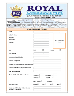Fillable Online RCC Enrollment Form Fax Email Print - pdfFiller