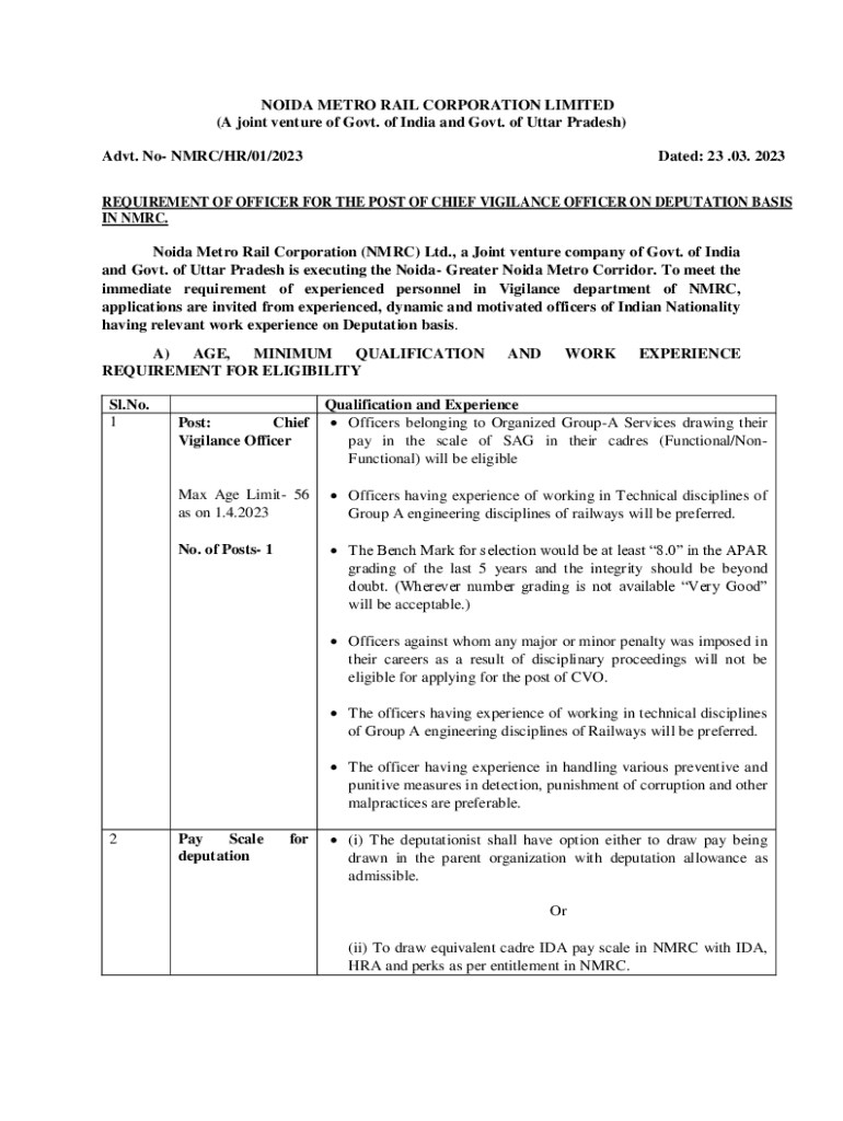 Fillable Online Noida Metro Rail Corporation Limited NMRC Fax Email ...