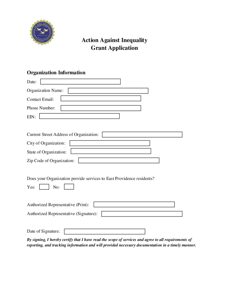 Fillable Online Action Against Inequality Grant Application Fax Email Print - pdfFiller