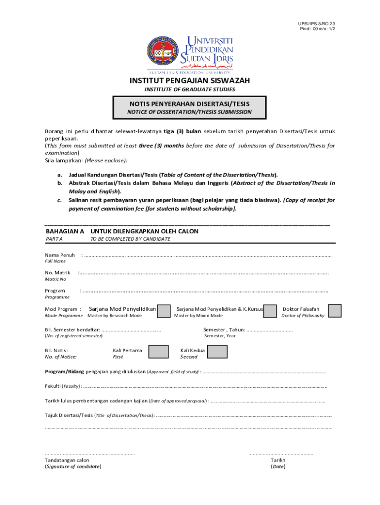 Fillable Online Declaration of Thesis - Dissertation.project Paper FormPDF Fax Email Print ...